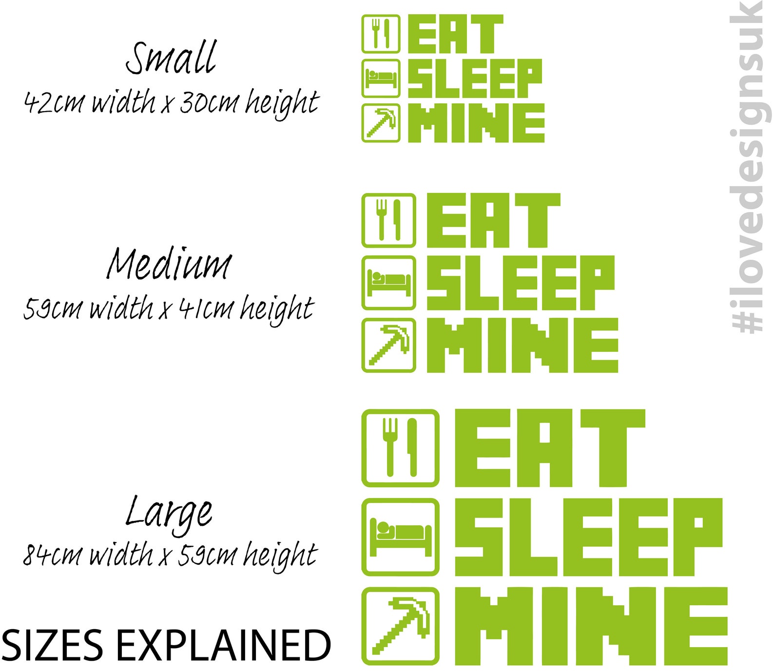Minecraft EAT SLEEP MINE Sticker Vinyl Wall Decal Bedroom - Etsy UK