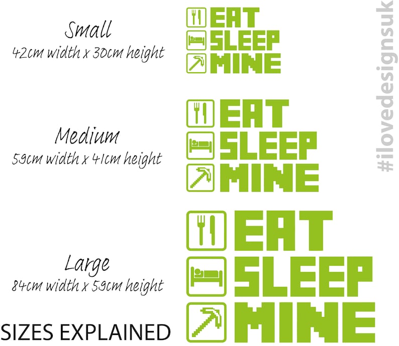 Minecraft EAT SLEEP MINE Sticker Vinyl Wall Decal Bedroom - Etsy