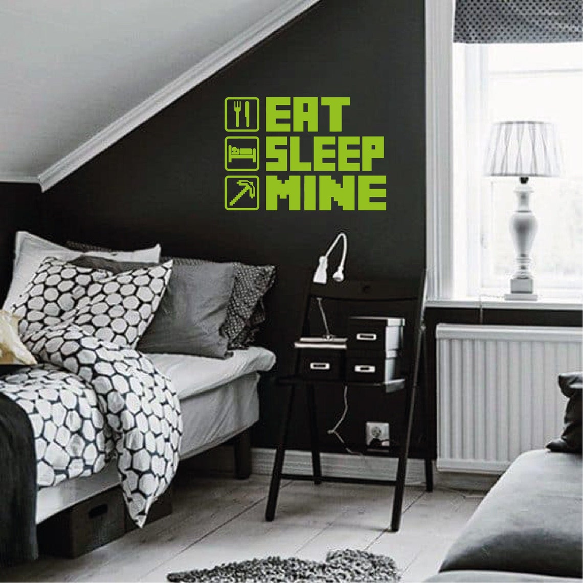 Minecraft EAT SLEEP MINE Sticker Vinyl Wall Decal Bedroom | Etsy