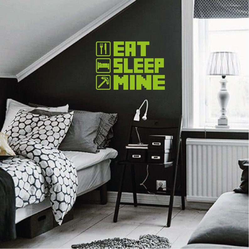 Minecraft EAT SLEEP MINE Sticker Vinyl Wall Decal Bedroom - Etsy UK