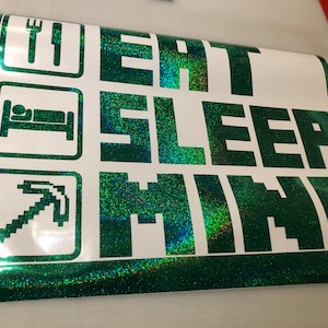 Minecraft EAT SLEEP MINE Sticker Vinyl Wall Decal Bedroom Decoration ...