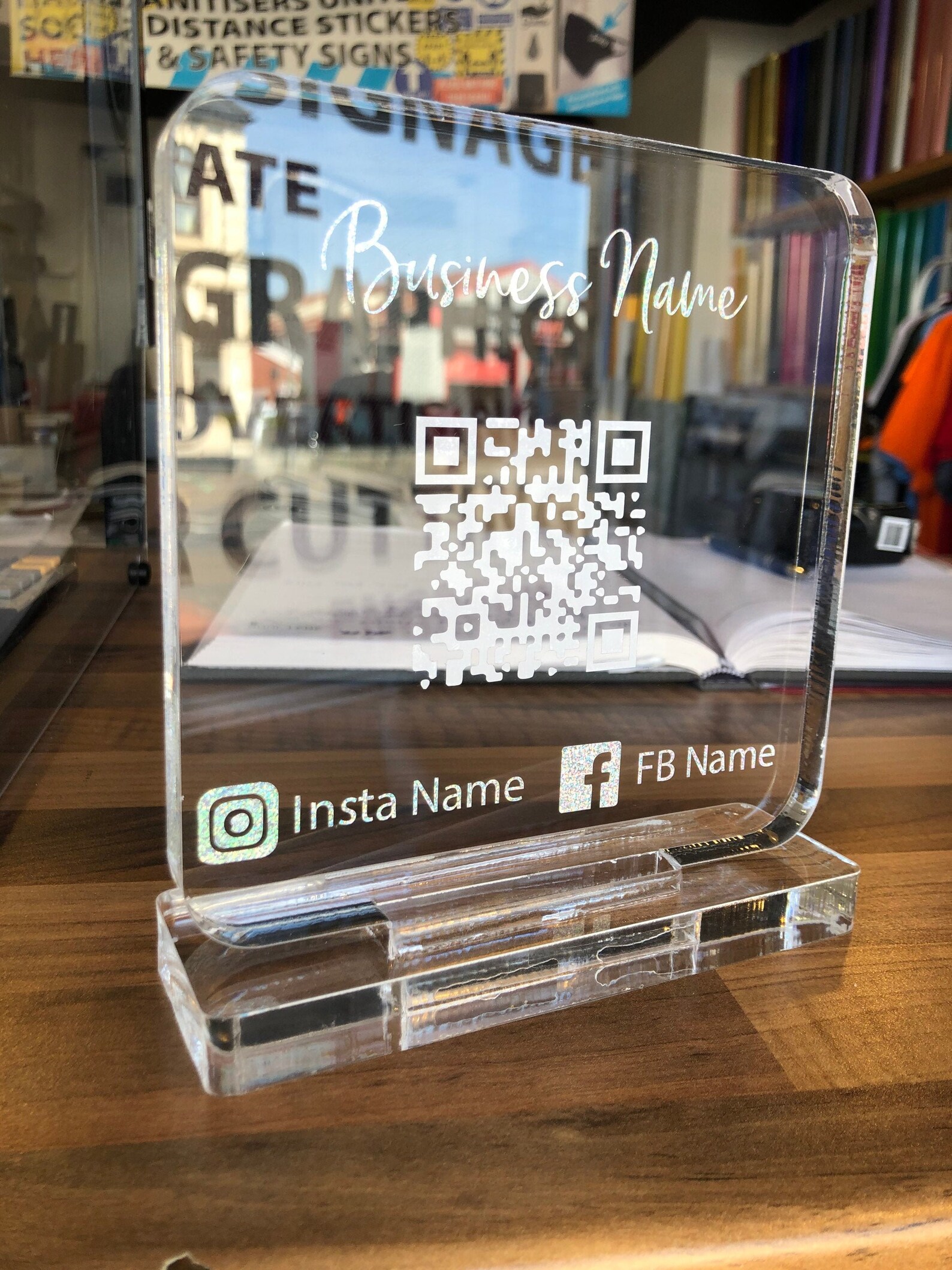 QR Code Business Sign Acrylic Block Stand Customised Beauty Etsy UK QR Code Business Sign Acrylic Block Stand Customised Beauty Etsy UK