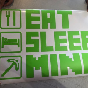 Minecraft EAT SLEEP MINE Sticker Vinyl Wall Decal Bedroom Decoration ...