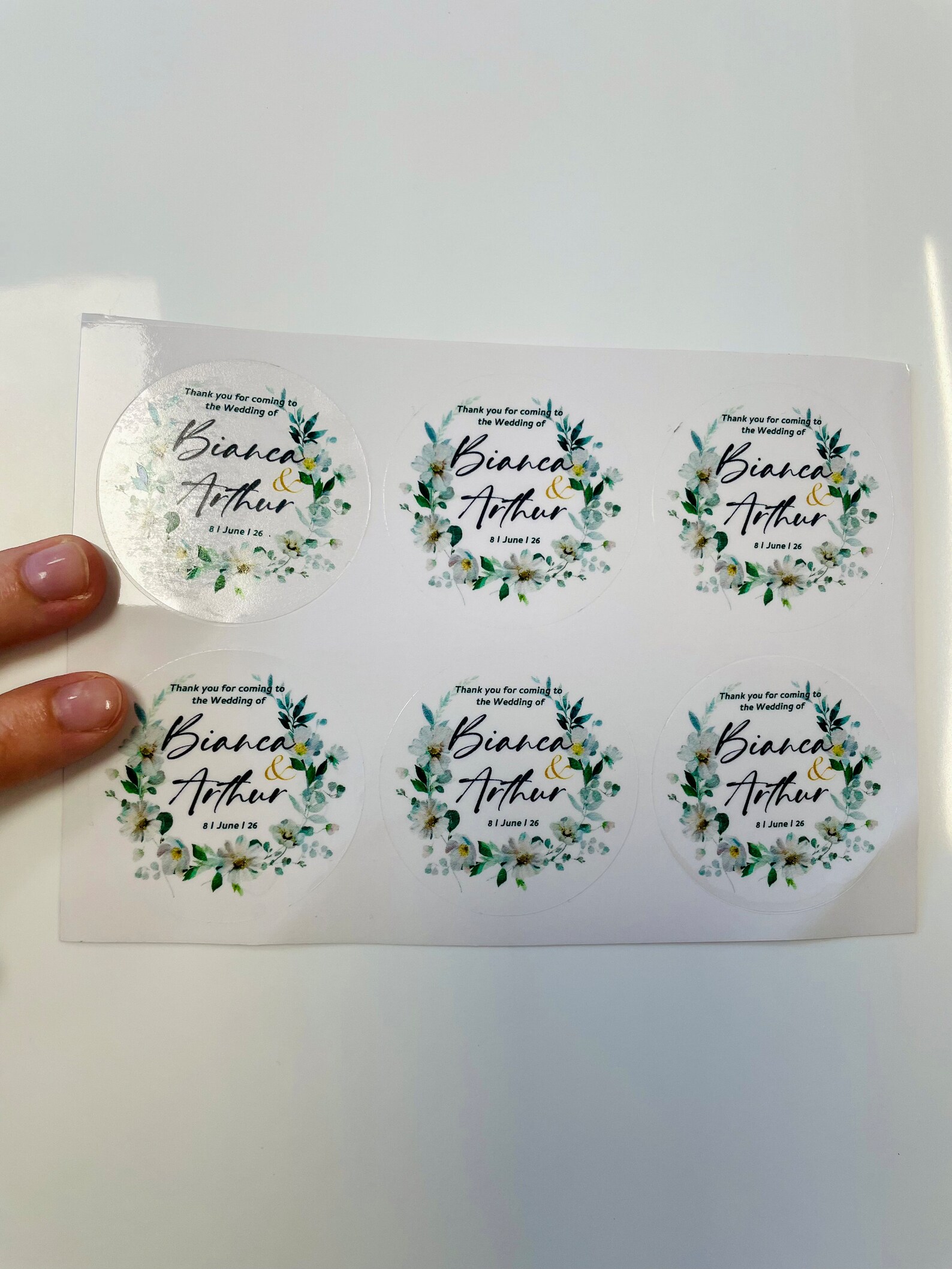 Blanche Botanical Floral Stickers I Wedding & Party I Personalised Text ...