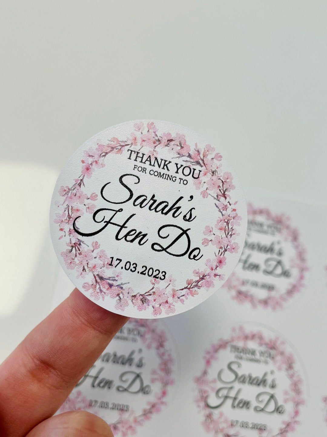 Cherry Blossom Baby Shower Stickers I Customisable Text Date Name I ...