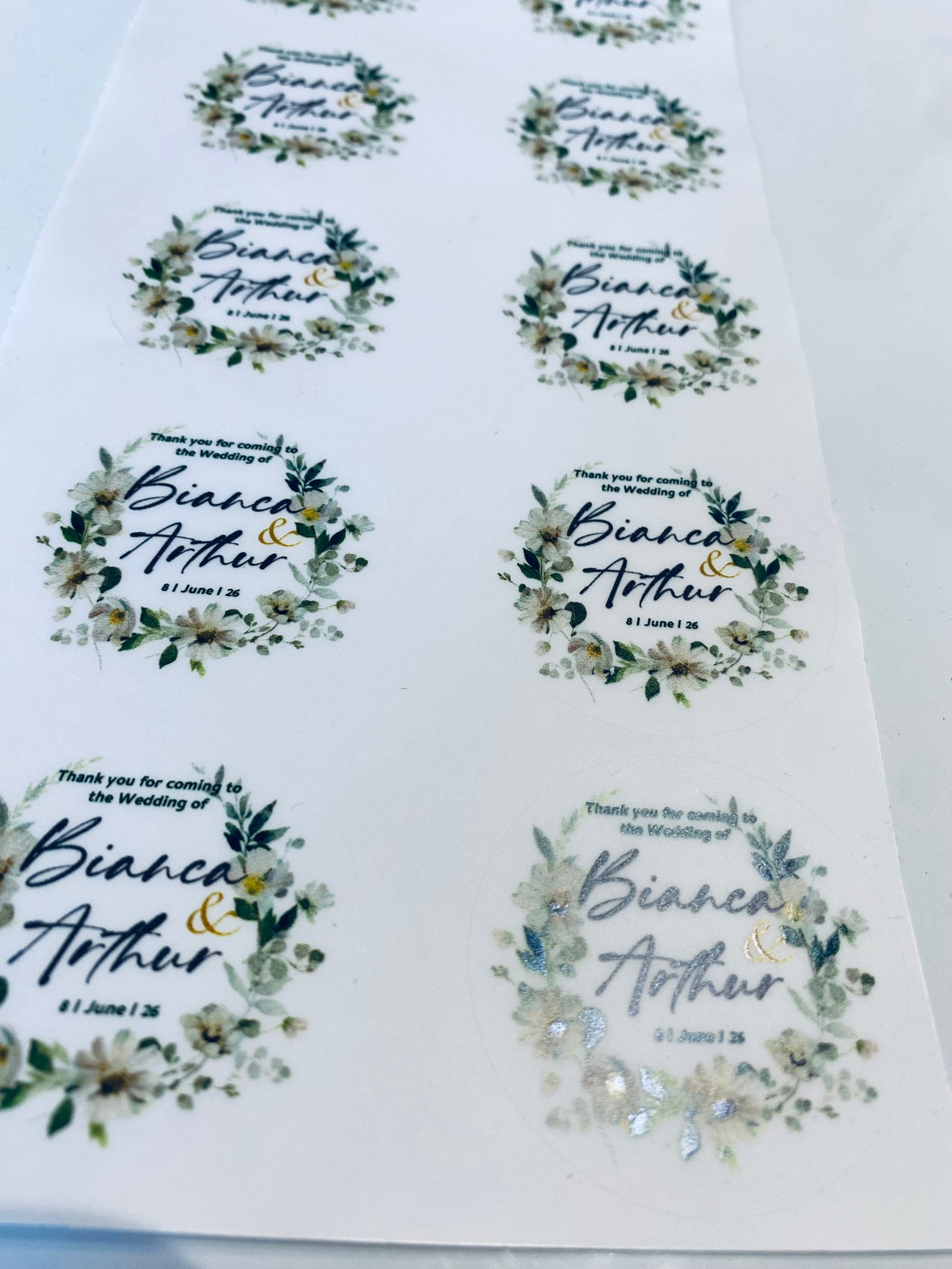 Blanche Botanical Floral Stickers I Wedding & Party I Personalised Text ...