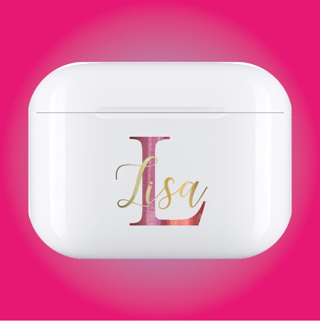 Name & Initial Metallic Decal Earphone Earbud Pod Case Personalised ...