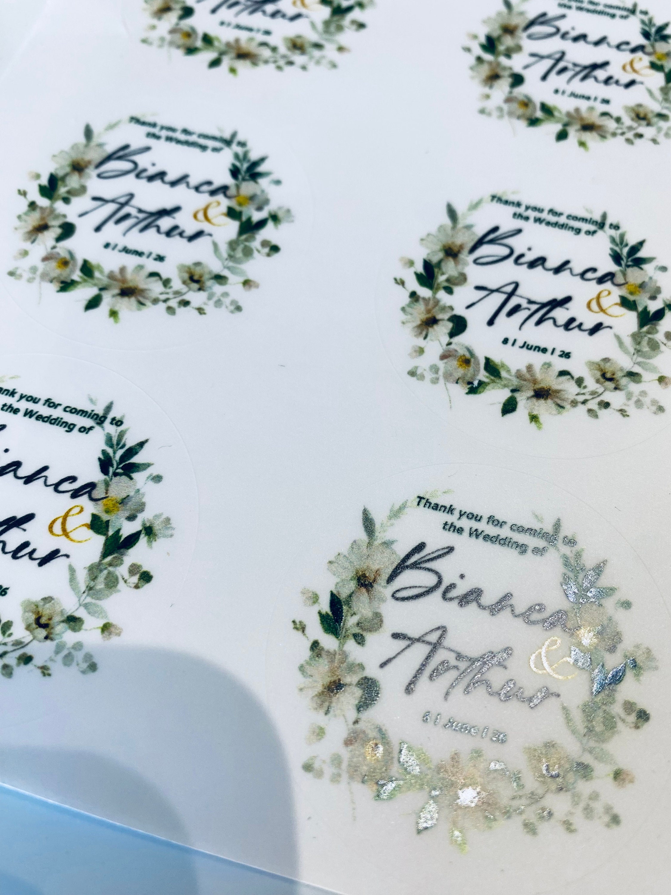 Blanche Botanical Floral Stickers I Wedding & Party I Personalised Text ...