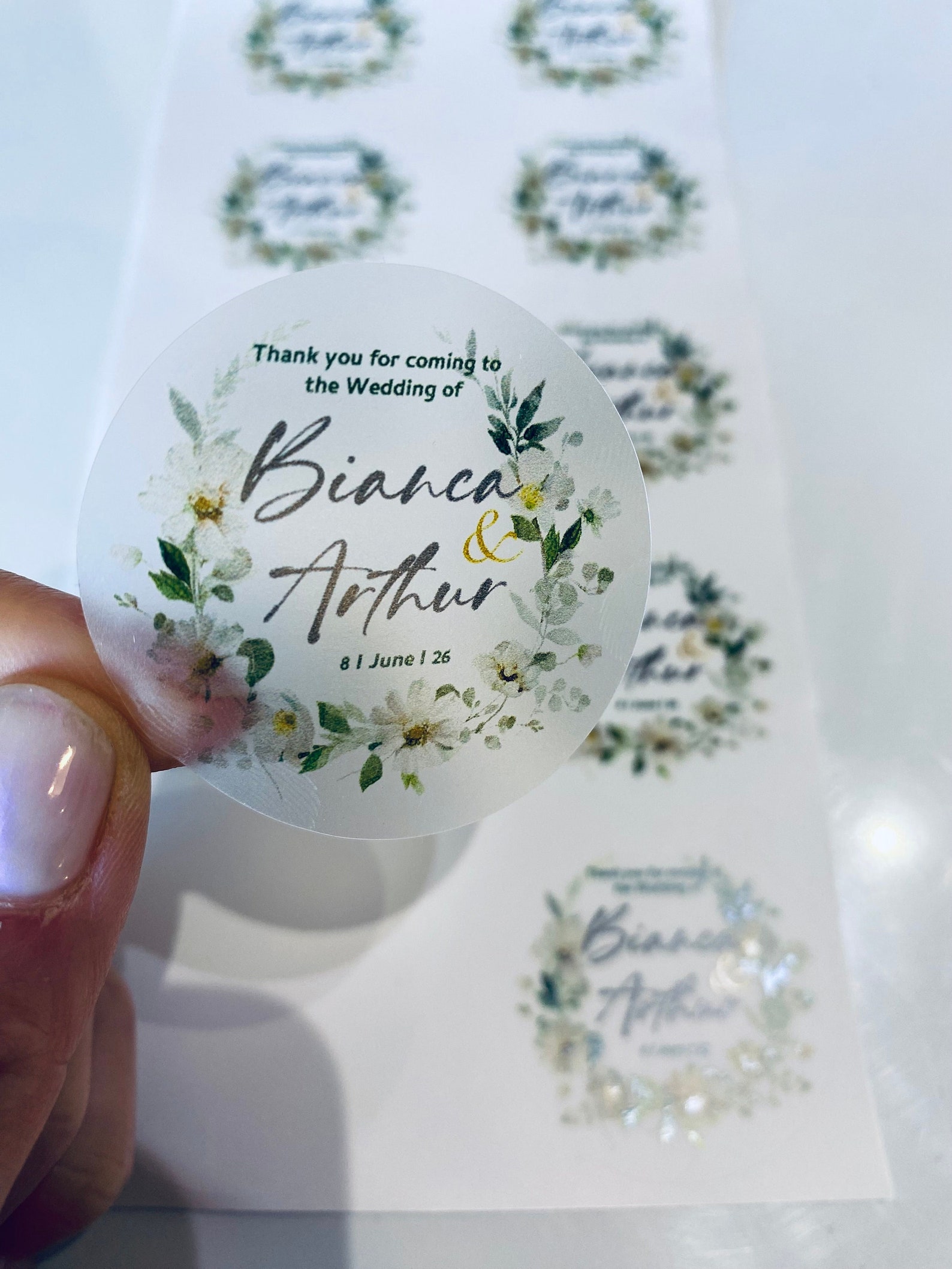 Blanche Botanical Floral Stickers I Wedding & Party I Personalised Text ...