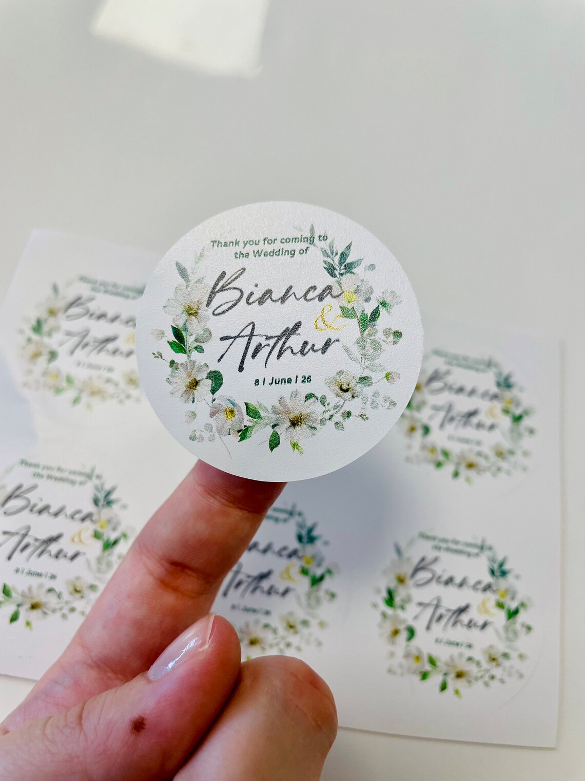 Blanche Botanical Floral Stickers I Wedding & Party I Personalised Text ...