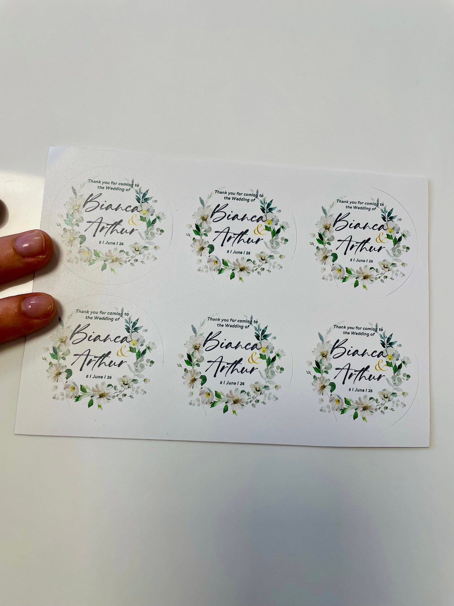 Blanche Botanical Floral Stickers I Wedding & Party I Personalised Text ...