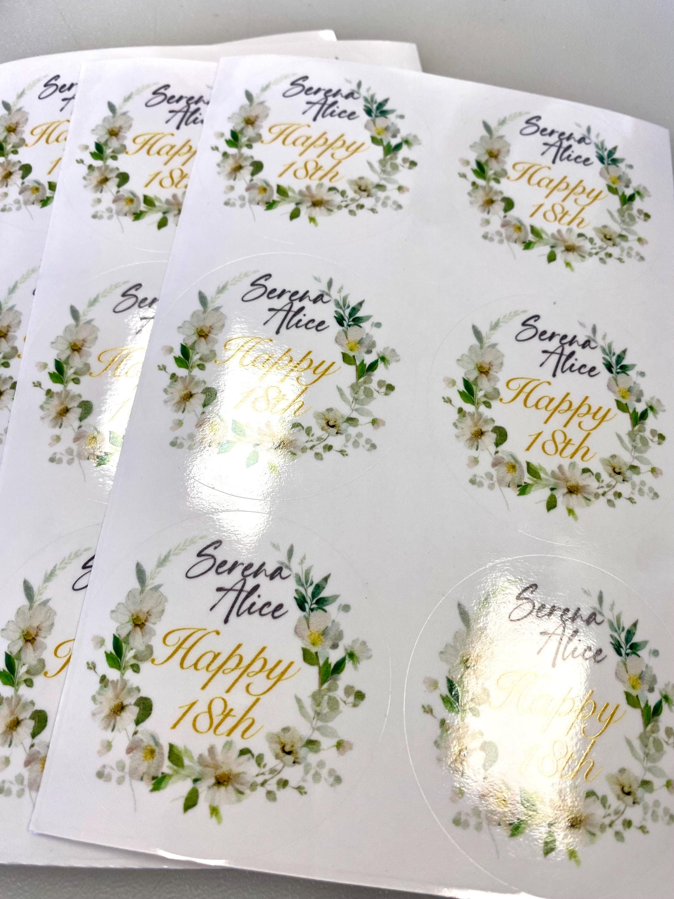 Blanche Botanical Floral Stickers I Wedding & Party I Personalised Text ...