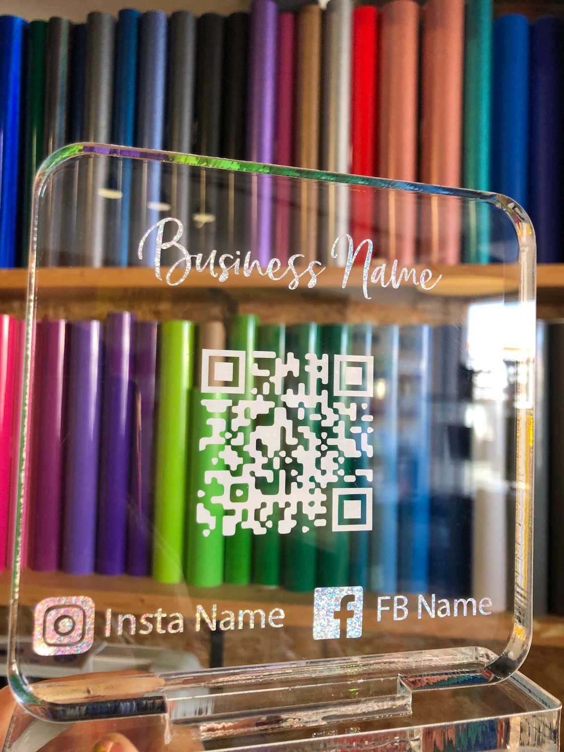 QR Code Business Sign Acrylic Block Stand Customised Beauty - Etsy UK