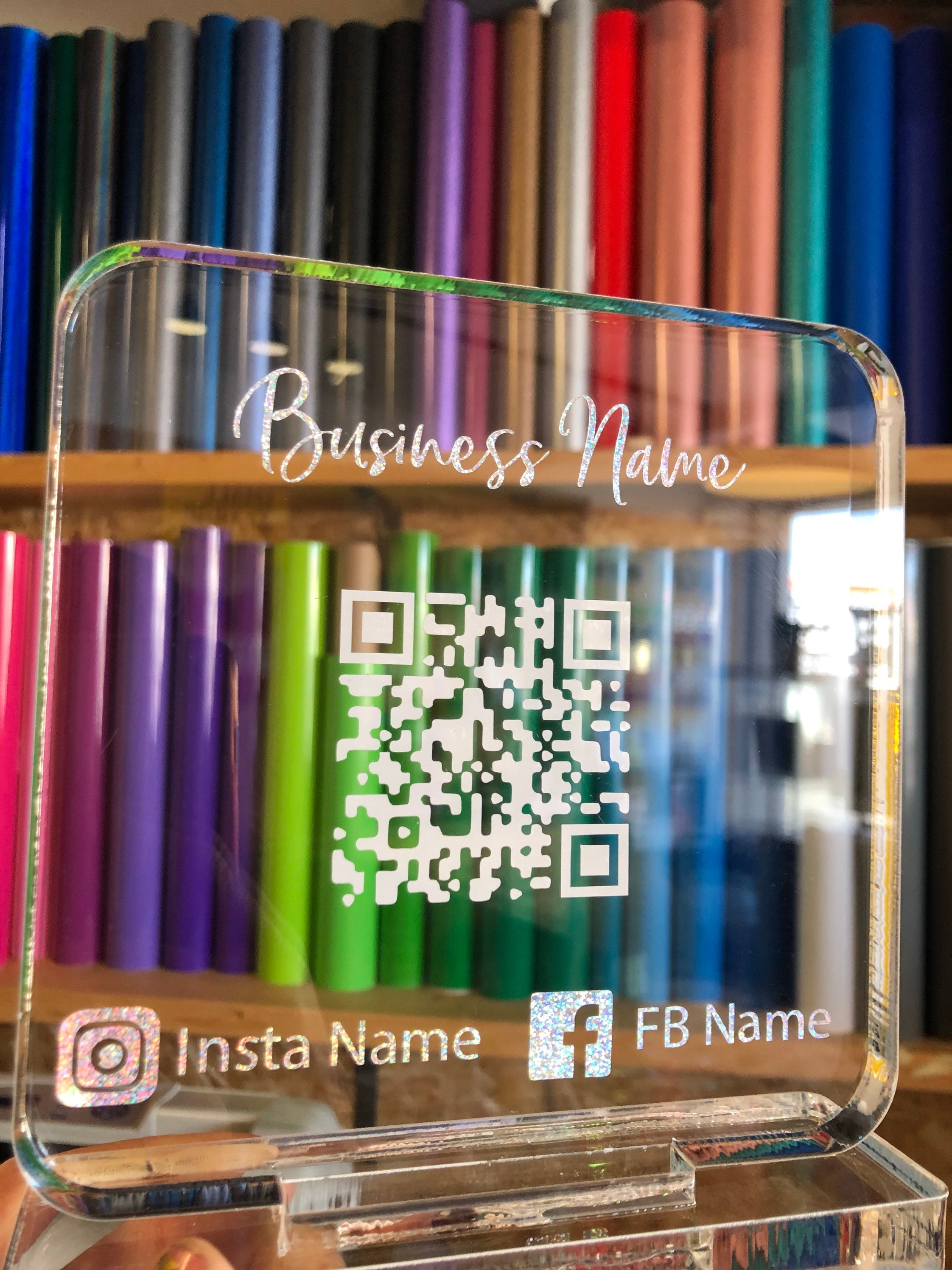QR Code Business Sign Acrylic Block Stand Customised Beauty - Etsy UK