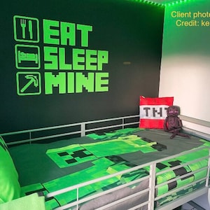 Minecraft EAT SLEEP MINE Sticker Vinyl Wall Decal Bedroom Decoration ...