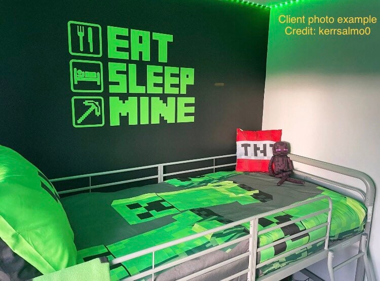 Minecraft EAT SLEEP MINE Sticker Vinyl Wall Decal Bedroom - Etsy UK