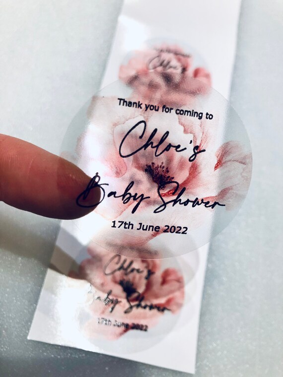 Rose Petals Baby Shower Stickers Personalised Thank You | Etsy
