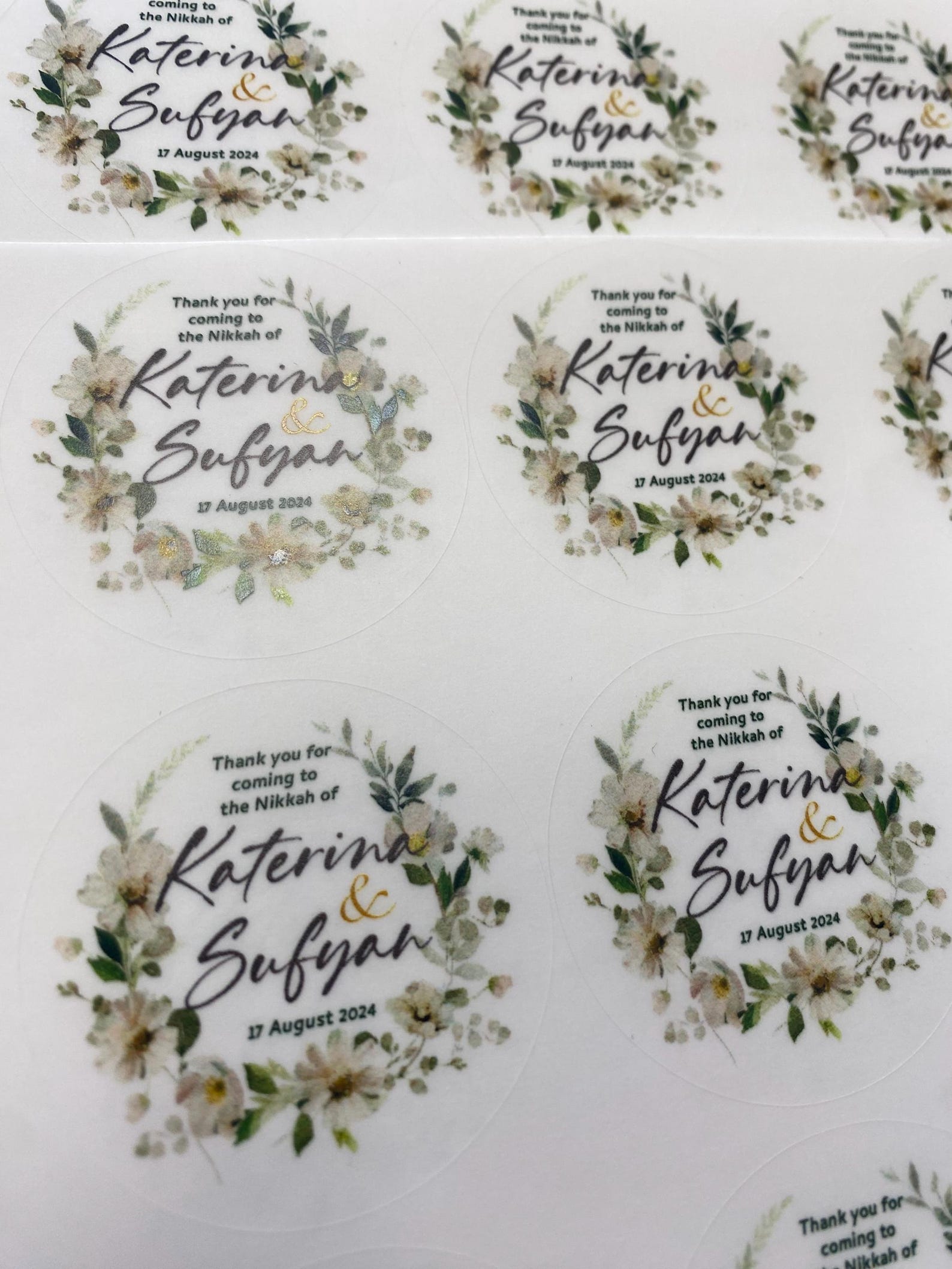 Blanche Botanical Floral Stickers I Wedding & Party I Personalised Text ...