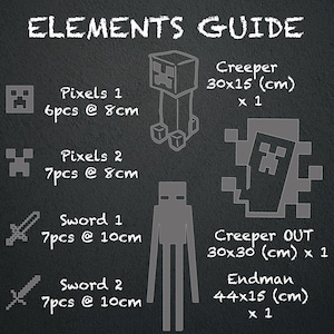 Minecraft PIXELS Endgame Creeper Sticker Bedroom Mural Decal Bundle - Etsy
