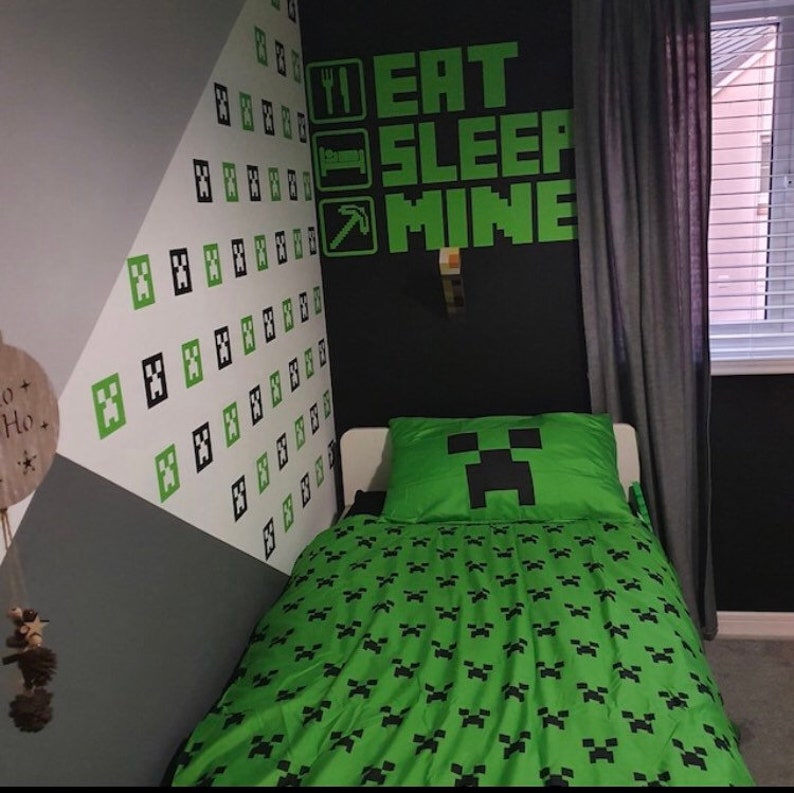 Minecraft EAT SLEEP MINE Sticker Vinyl Wall Decal Bedroom Decoration ...
