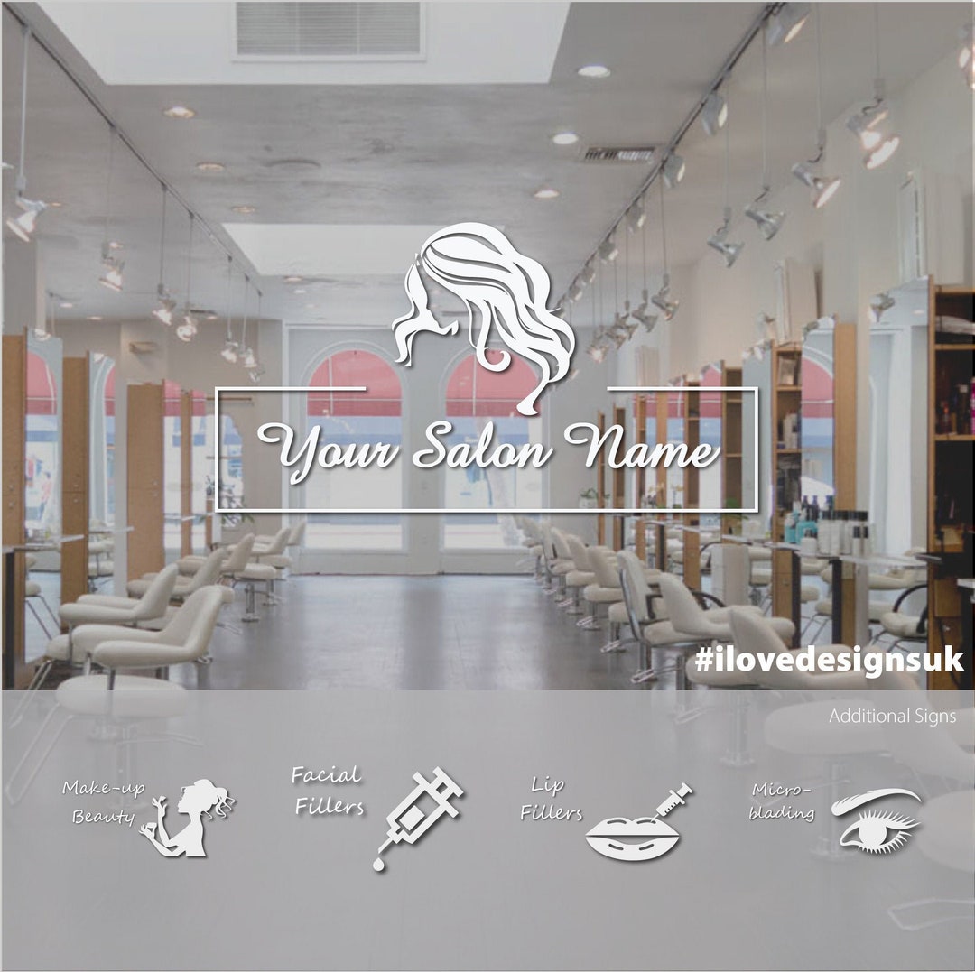 Hair & Beauty Salon Business Window Decals | Aesthetic Beauty Salon ...