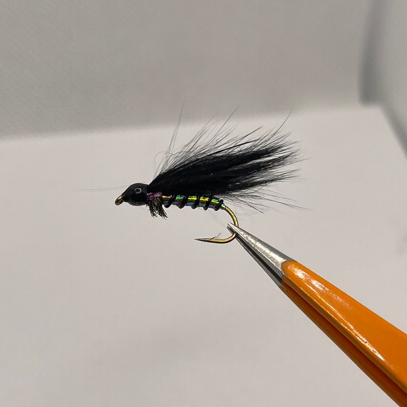6 Pearly Cormorant Trout Flies Fly Fishing Hook Size 10 Custom Hand ...