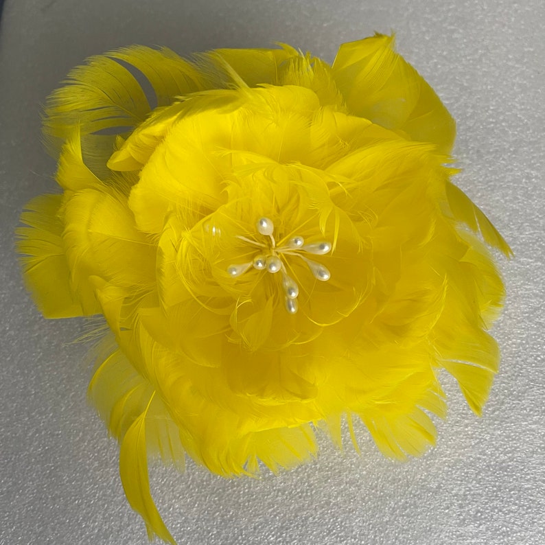Feather Flower Pin Brooch Accessory, for Bag, Hat, Lapel, Custom Made ...