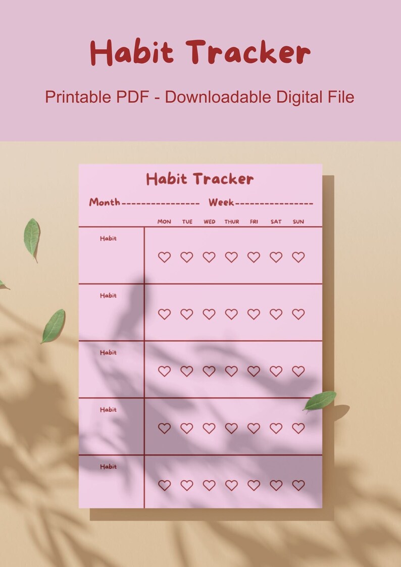 Habit Tracker Printable Habit Tracker Monthly Habit Tracker Daily Habit Tracker Simple Habit