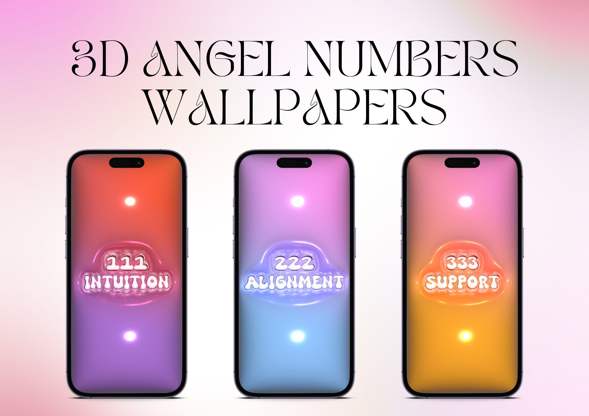 3D Angel Numbers Wallpapers 9 Pack Aesthetic Wallpaper - Etsy
