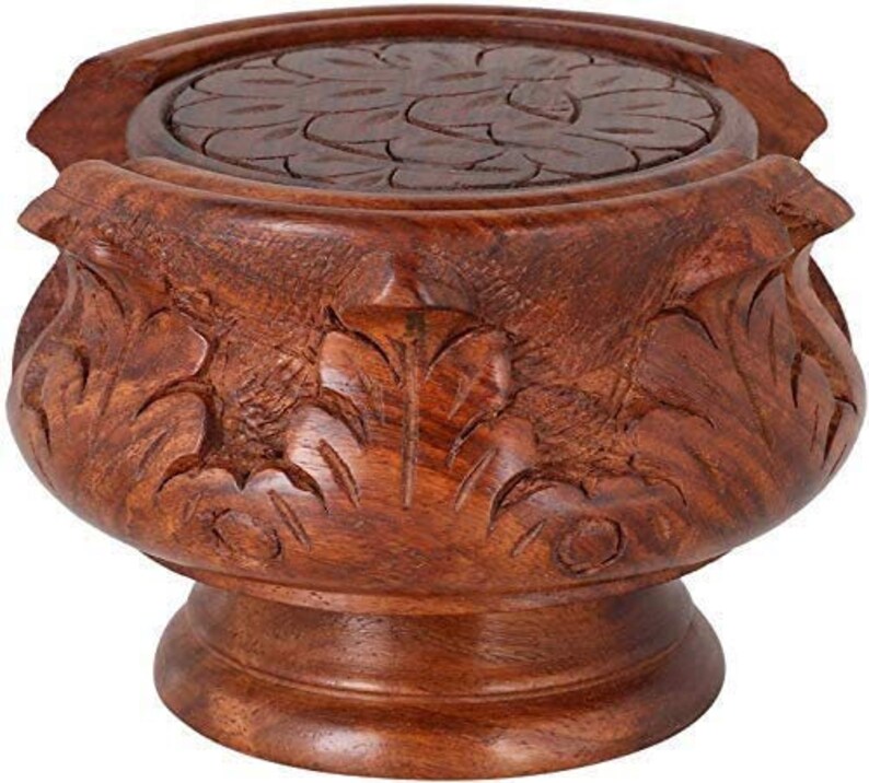 Wooden Handmade Carved Set of 6 With Lotus Design Decorative - Etsy