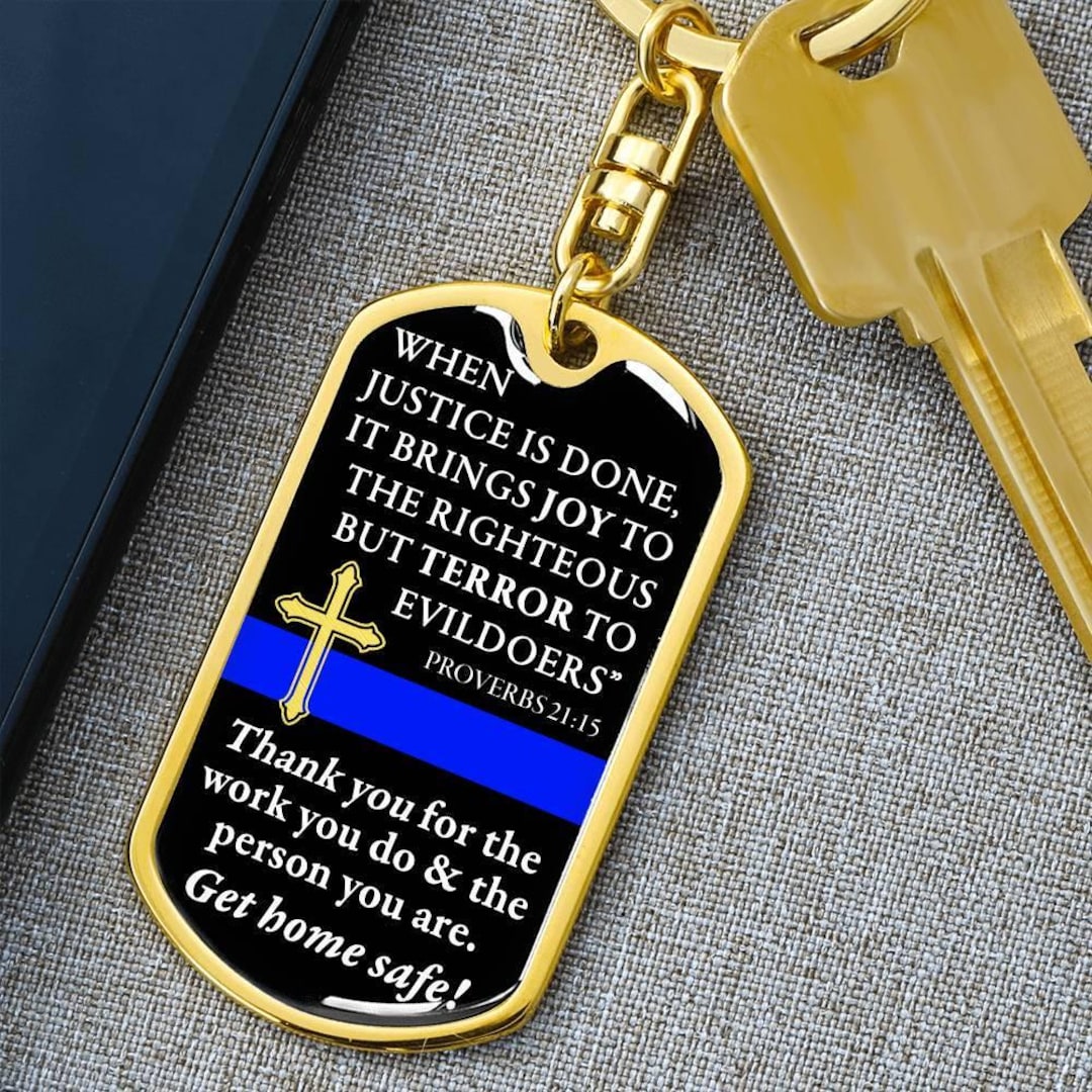 Personalized Police Officer Keychain Gift Religious Police Academy ...