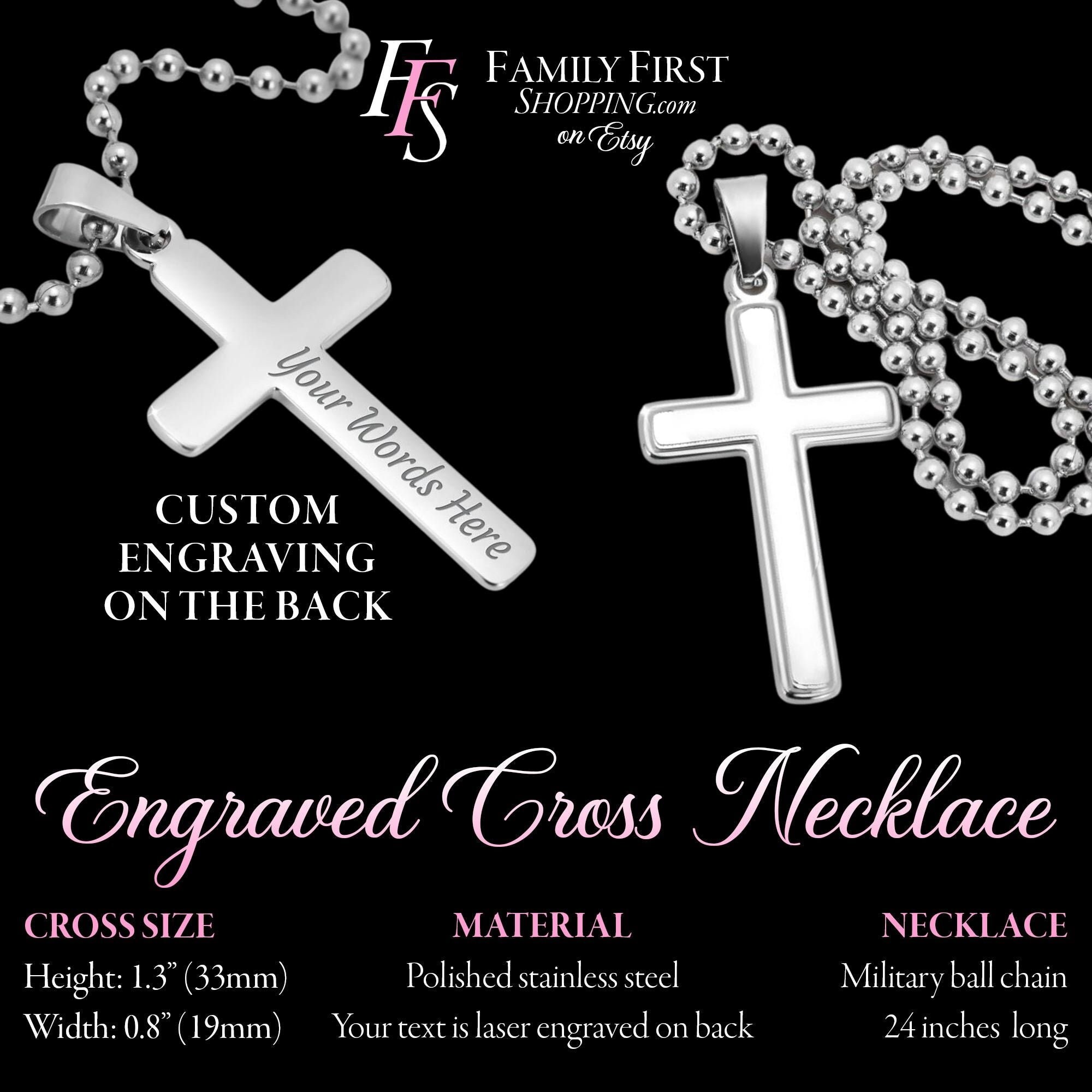 Engraved Corrections Officer Cross Necklace, Personalized Present for ...