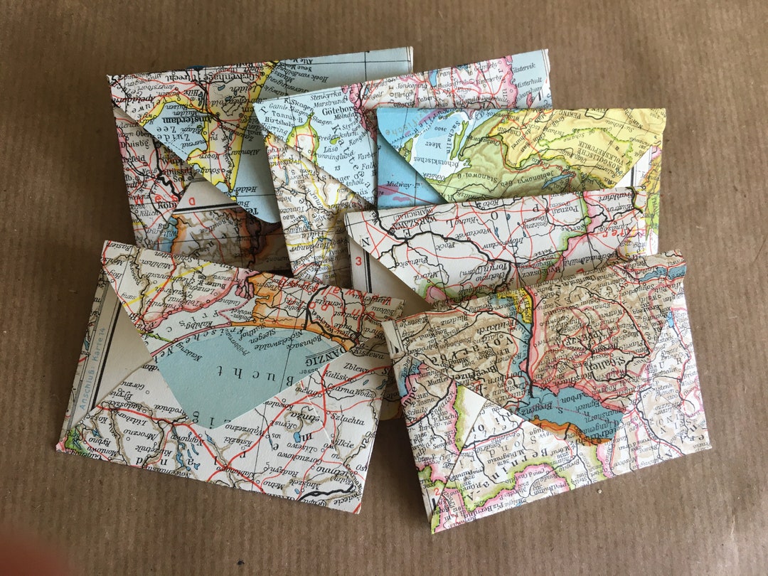 Maps, Minis, Upcycling Mini Envelopes 10 Pieces - Etsy