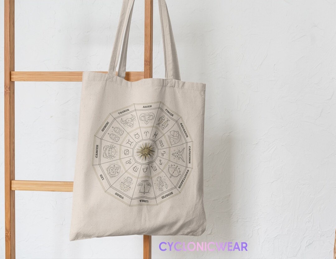 Astrology Wheel Tote Bag, Zodiac Tote Bag, Celestial Tote Bag ...