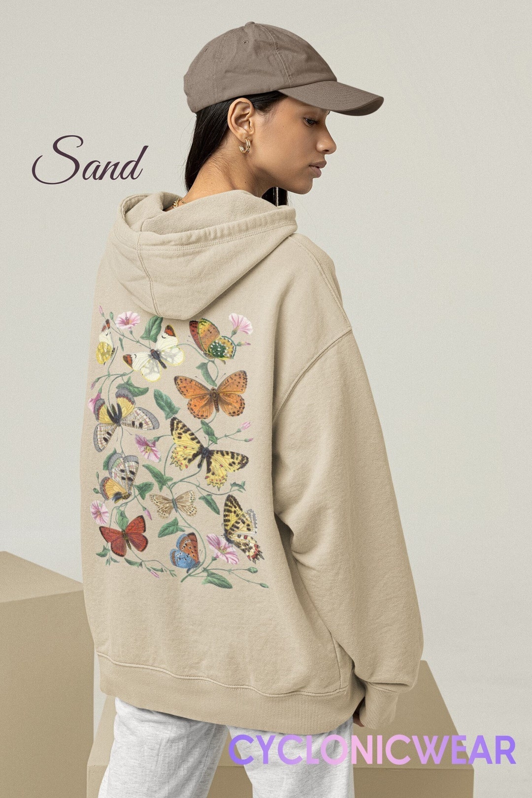 Back Print Butterfly Hoodie, Botanical Hoodie, Butterfly Lover Gift ...