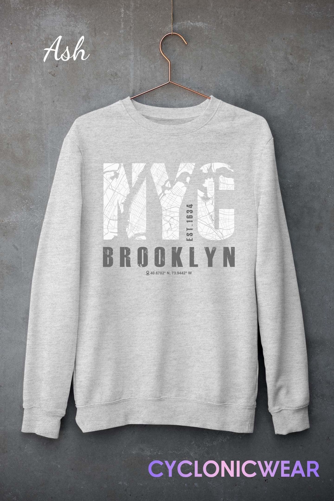 New York City Sweatshirt Brooklyn Map Sweater NYC Sweater - Etsy