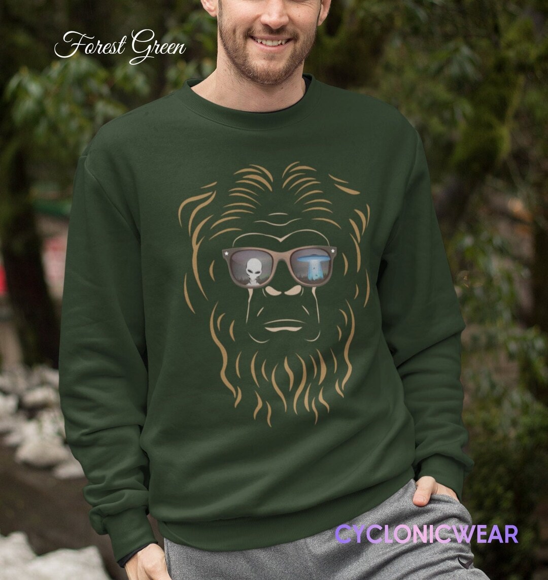 Bigfoot Alien Abduction Sweatshirt, Funny Sasquatch Sweater, Hiking ...