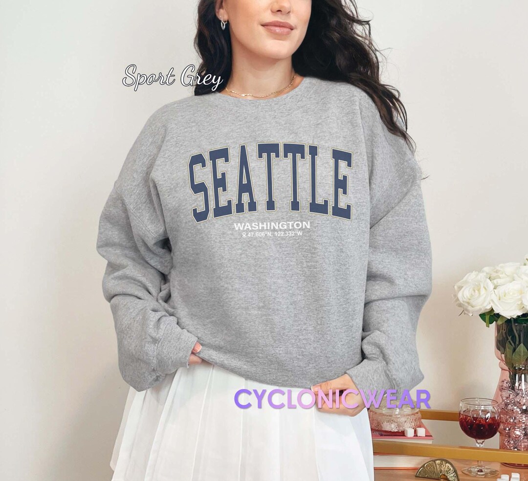 Seattle Sweatshirt, Vintage Style Washington Crewneck, Seattle Vacation ...