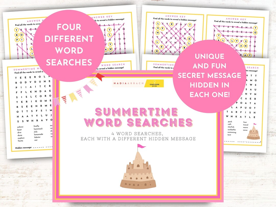 Summertime Word Search Puzzles With Fun Hidden Messages | Summer-themed ...