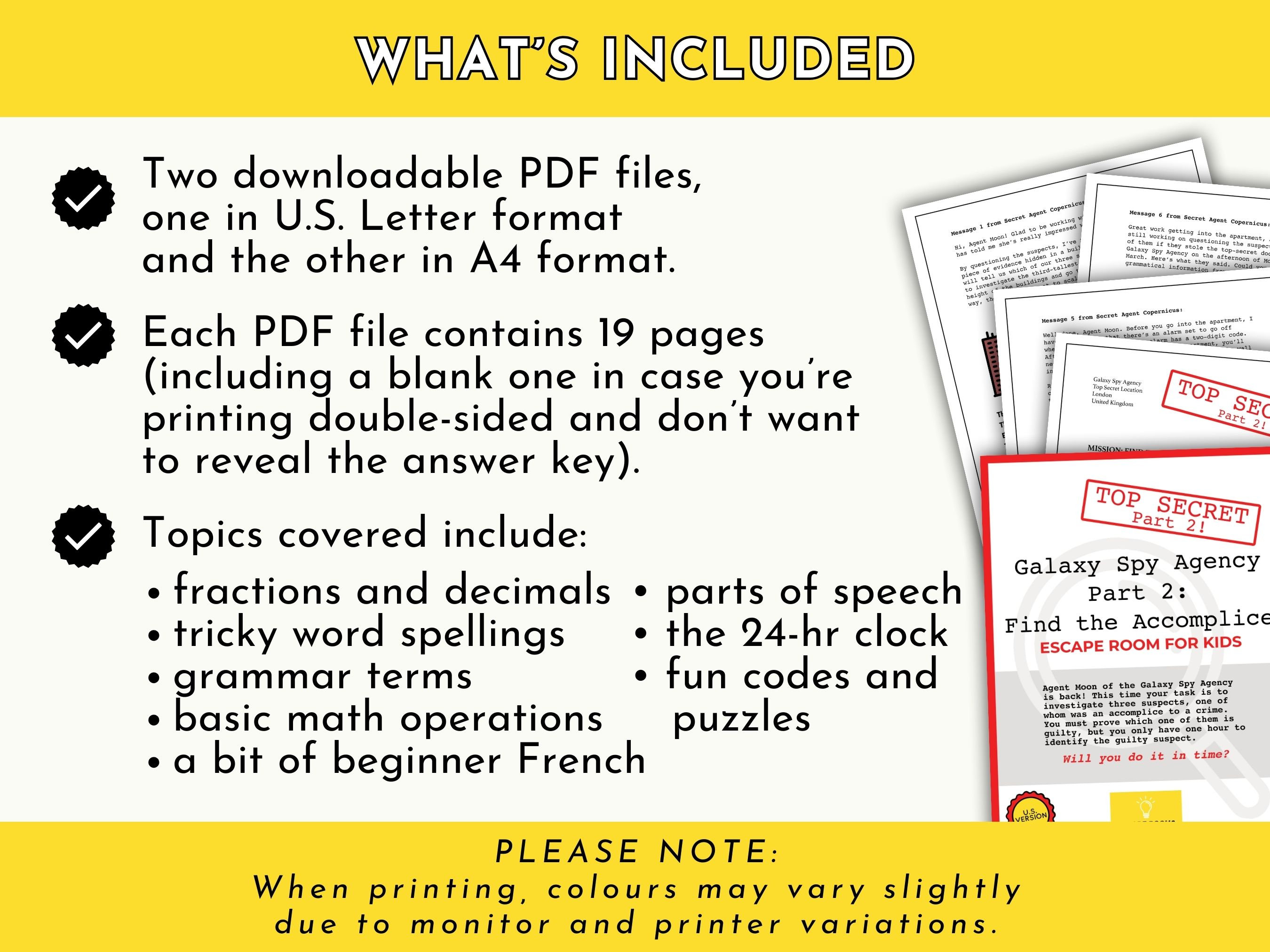 Printable Escape Room Fun Activity for Kids, Elementary Children's ...