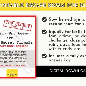 Printable Spy Theme Escape Room Fun Kids' Activity, Elementary Children ...