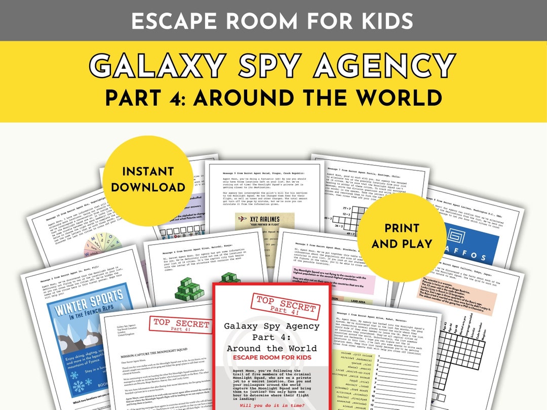 Printable Spy Theme Escape Room Fun Kids' Activity, Elementary Children ...