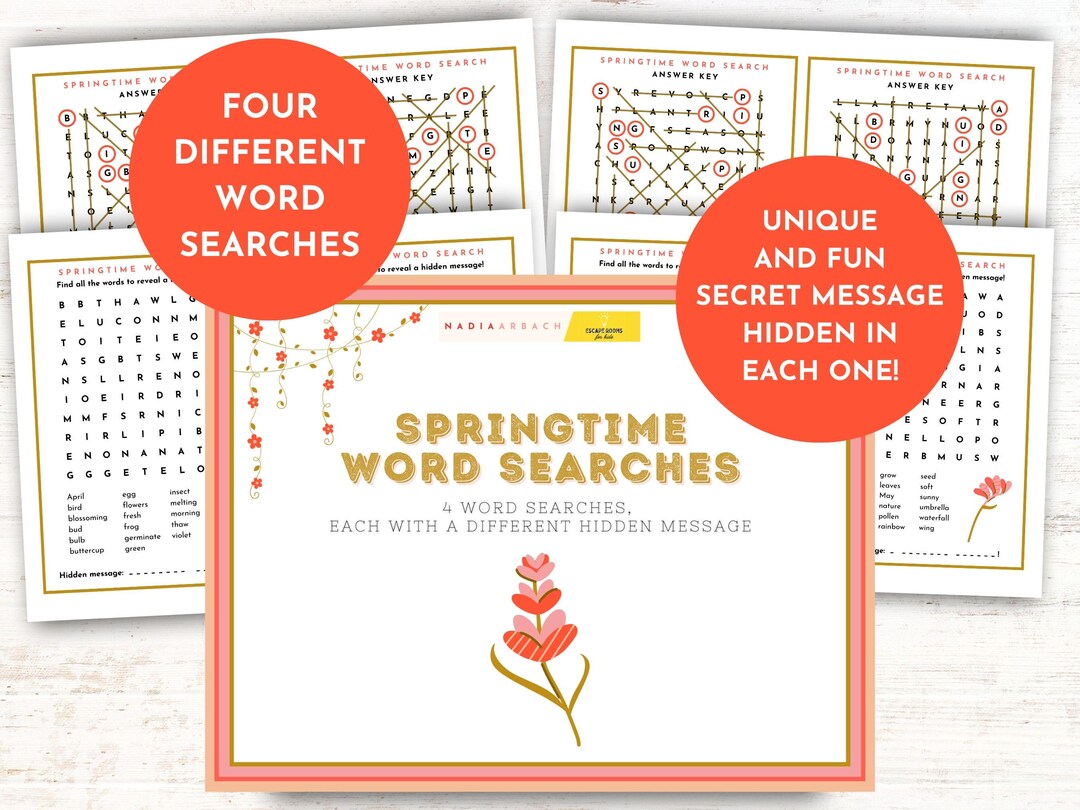 Springtime Word Search Puzzles With Fun Hidden Messages | Spring-themed ...