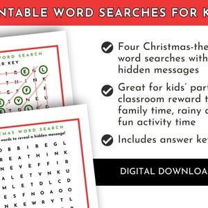 Christmas Word Search Puzzles With Fun Hidden Messages | Holiday Word ...