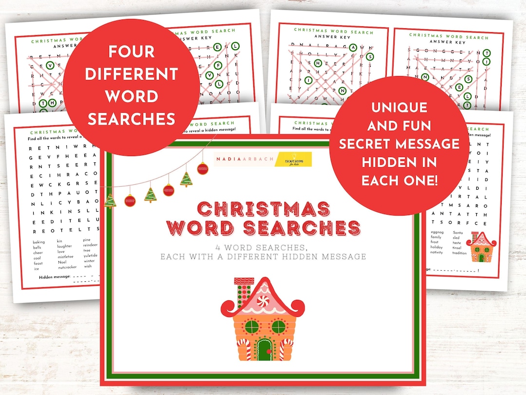 Christmas Word Search Puzzles With Fun Hidden Messages | Holiday Word ...