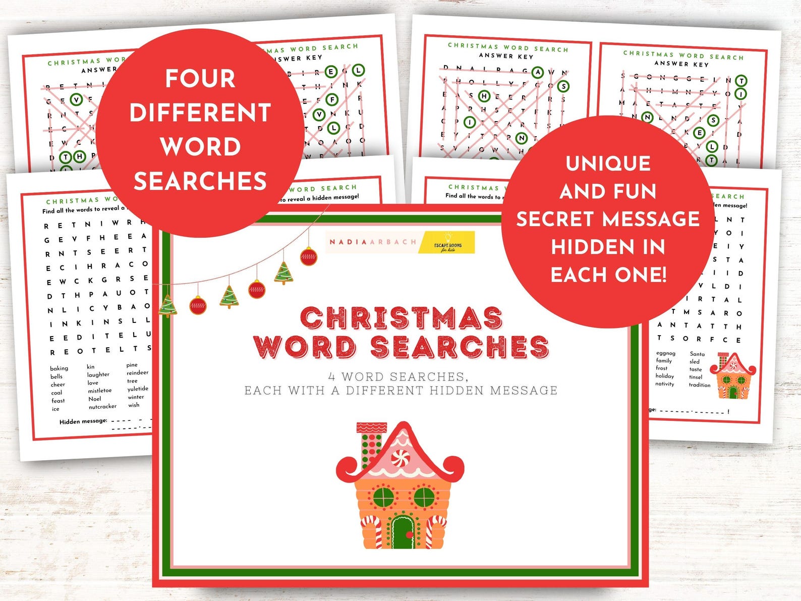 Christmas Word Search Puzzles With Fun Hidden Messages | Holiday Word ...