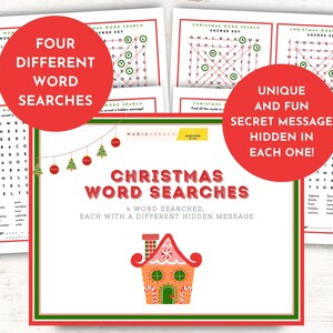 Christmas Word Search Puzzles With Fun Hidden Messages | Holiday Word ...