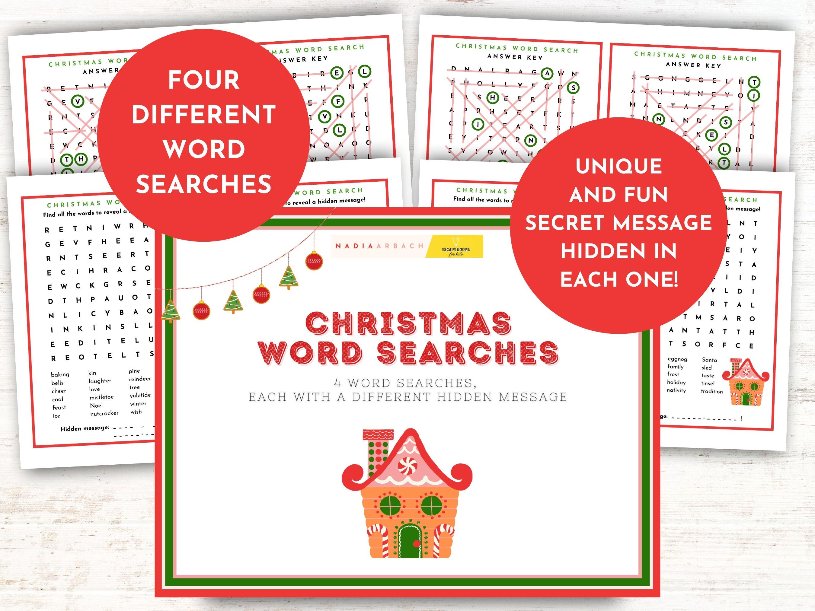 Christmas Word Search Puzzles With Fun Hidden Messages | Holiday Word ...