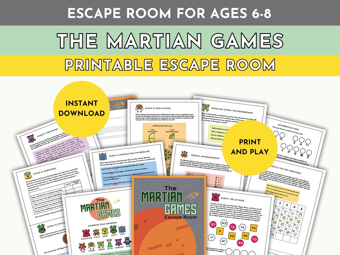 Printable Martian Theme Escape Room Fun Activity for Kids, Elementary ...