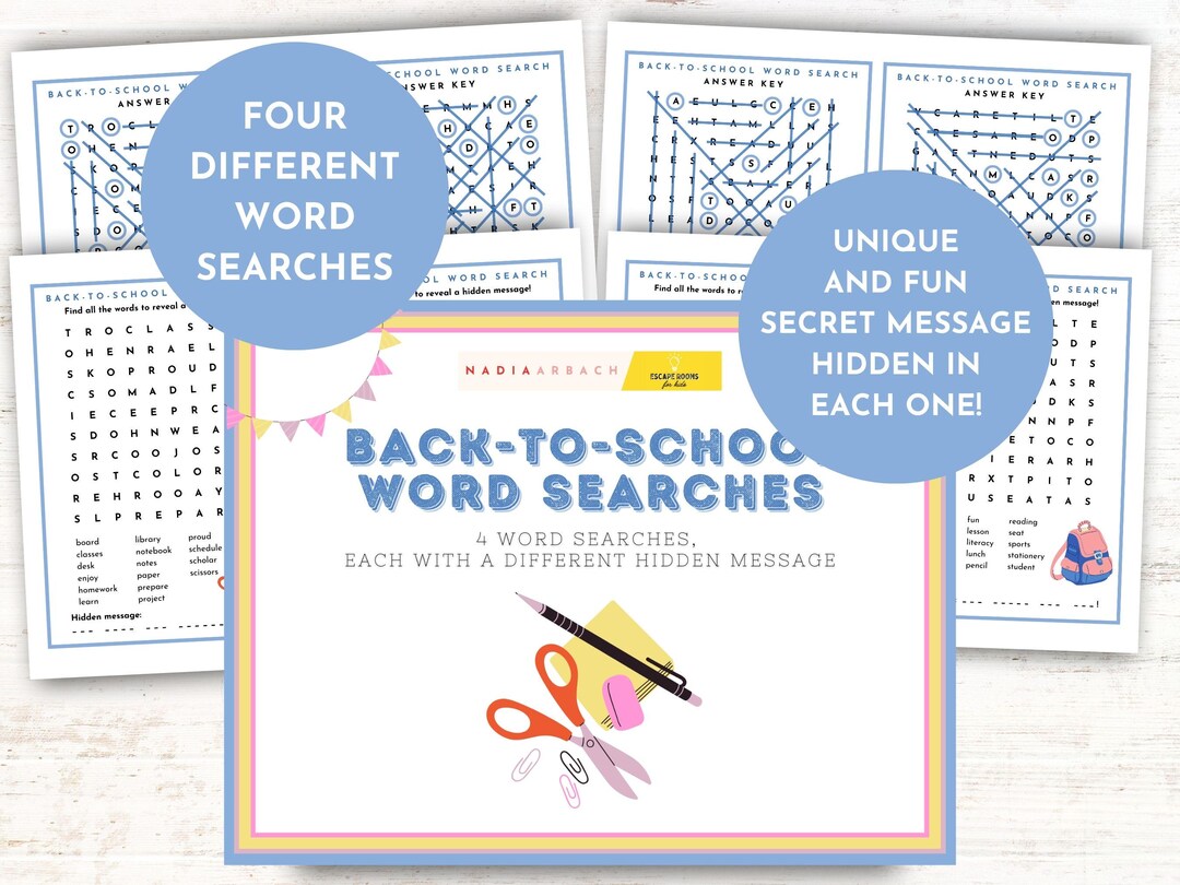 Back-to-school Word Search Puzzles With Fun Hidden Messages ...